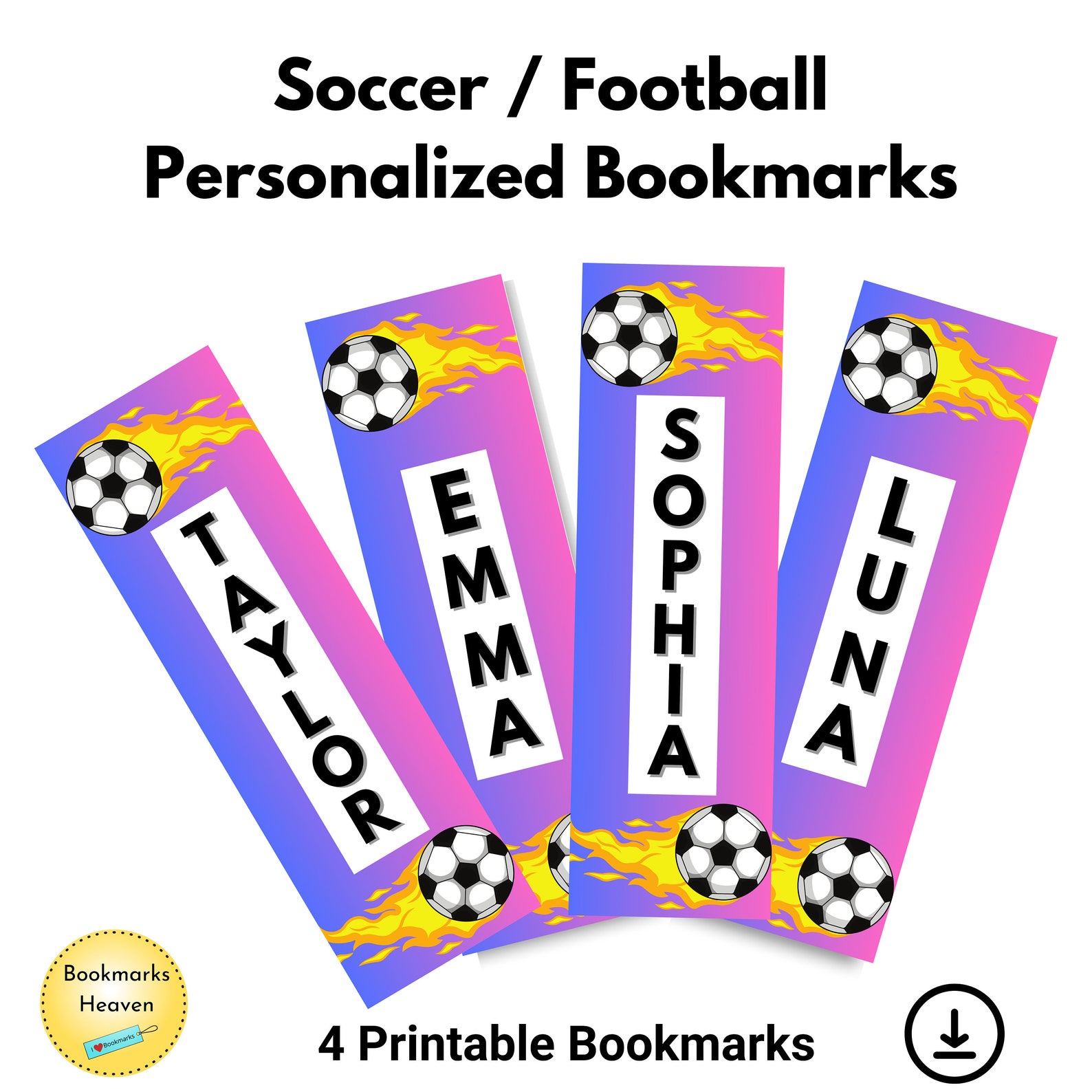 Personalized Soccer Girl Bookmarks, Custom Bookmarks Digital Download ...