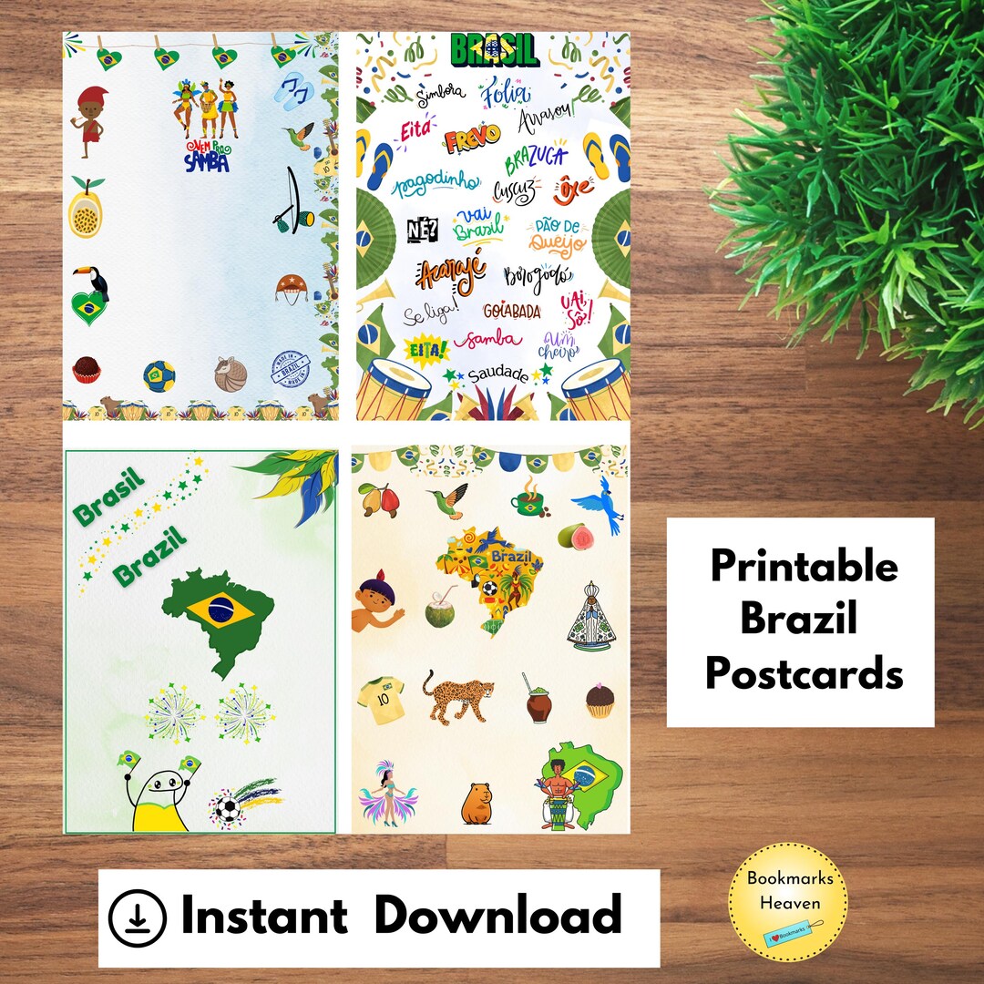 Brazil Postcard, Brazil Travel Card, Brazil Illustration, Brazilian ...