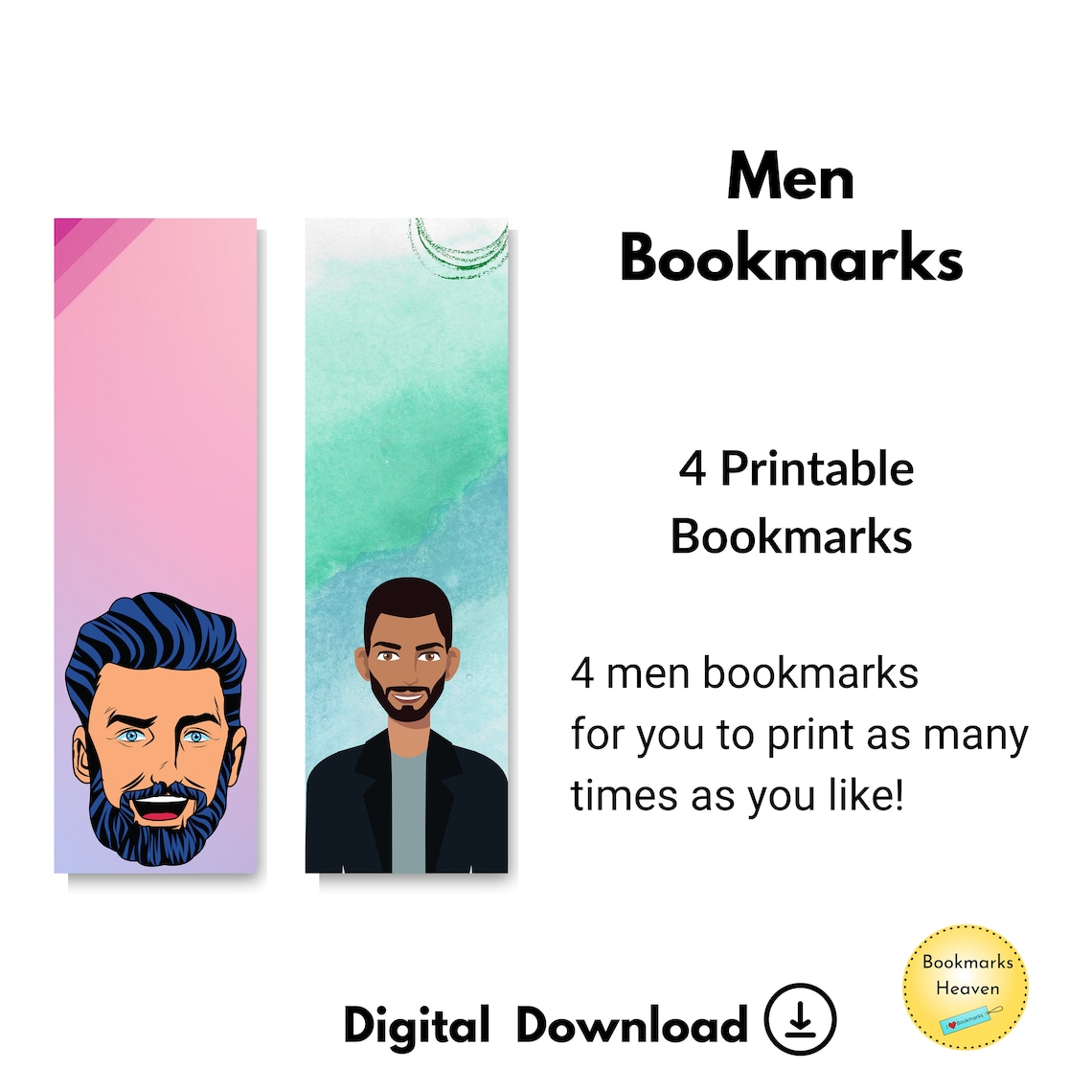 Printable Bookmarks Template Printable Bookmarks Set of 4 - Etsy