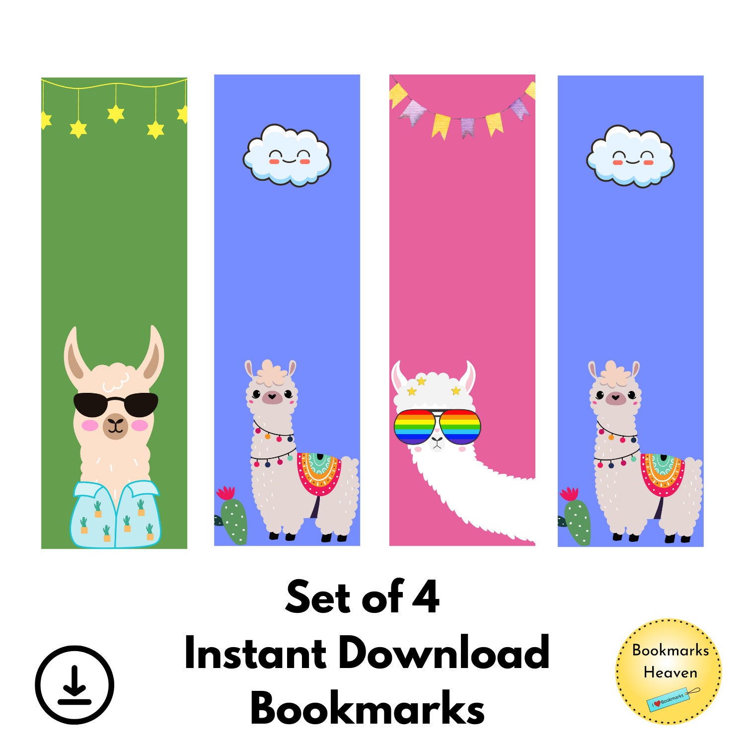 Llama Bookmarks Printable, Cute Bookmarks for Women, Llama Bookmarks ...