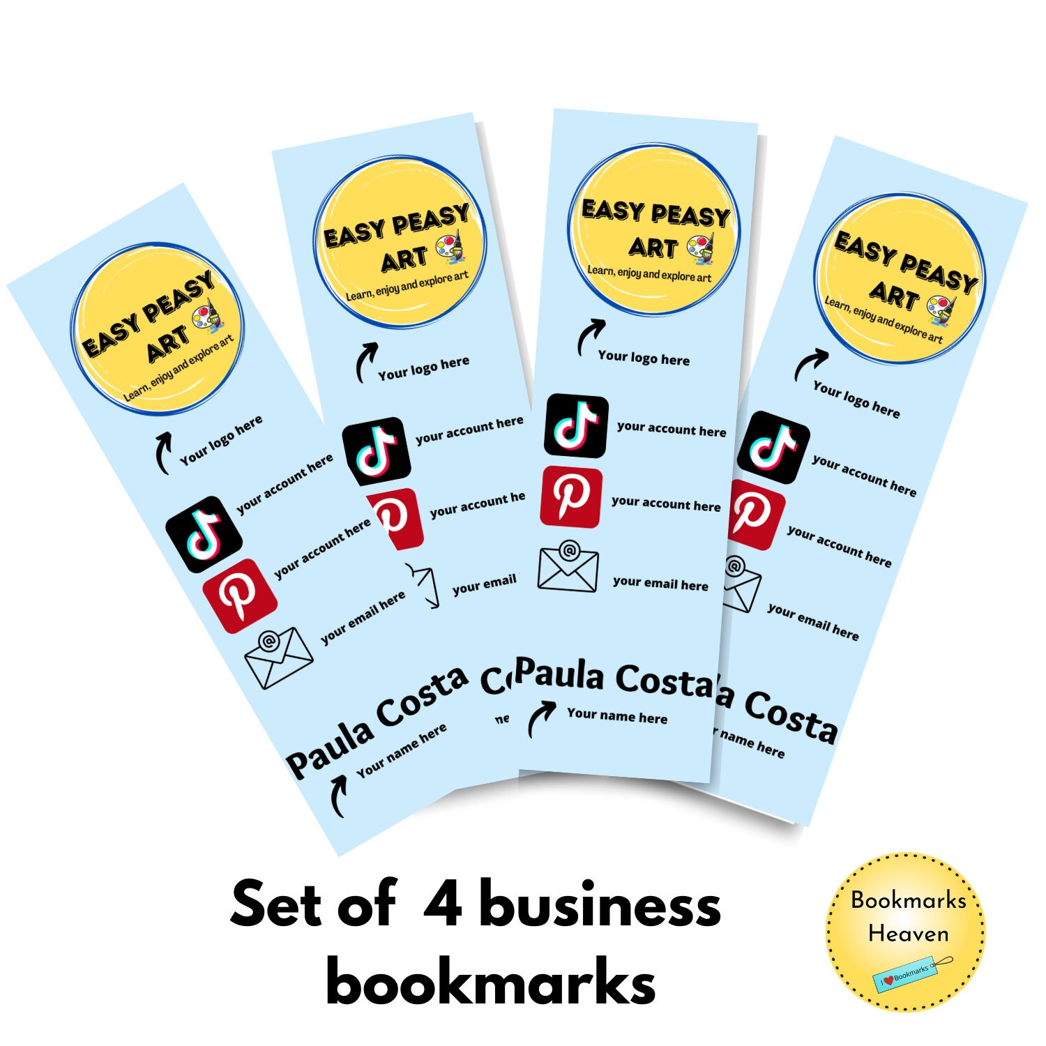 Printable Business Bookmarks, Small Business Cards, Personalized ...
