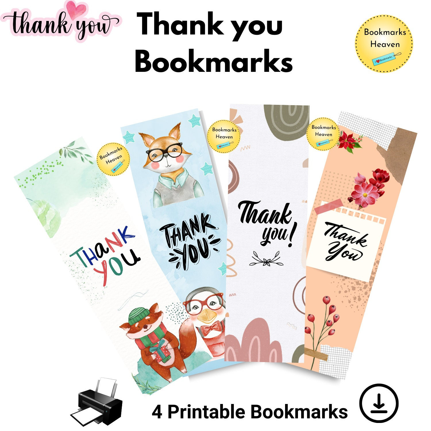 Thank You Bookmark Digital Download, Appreciation Gift Idea, Thank You ...