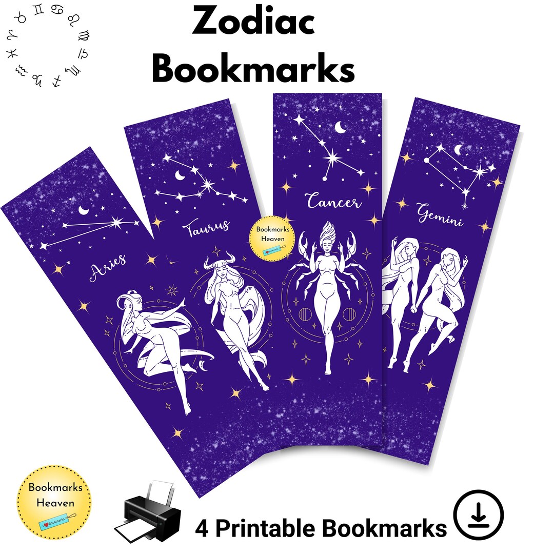 Zodiac Bookmarks, Astrology Bookmarks,star Signs Bookmarks, Instant ...