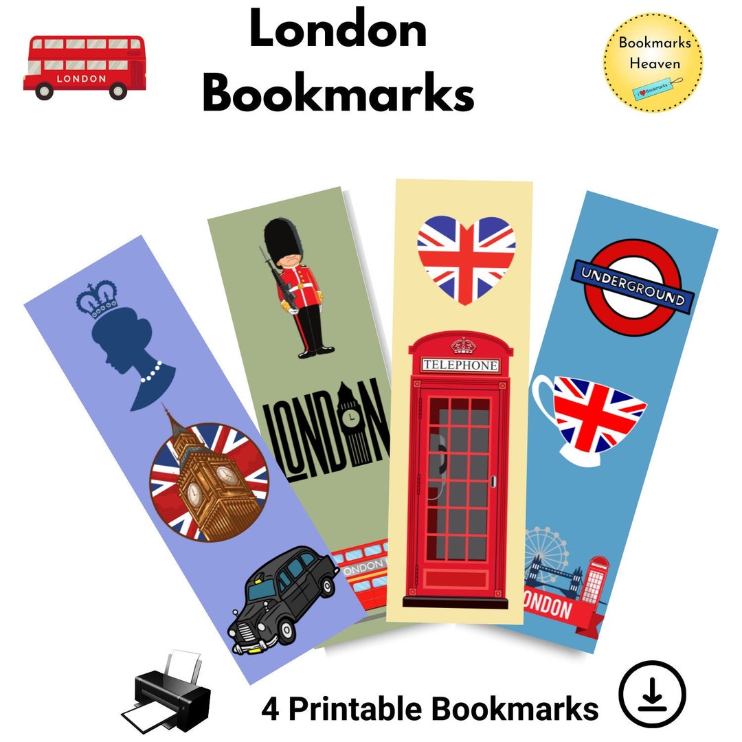London Bookmark Set of 4 Printable London Gifts Printable - Etsy