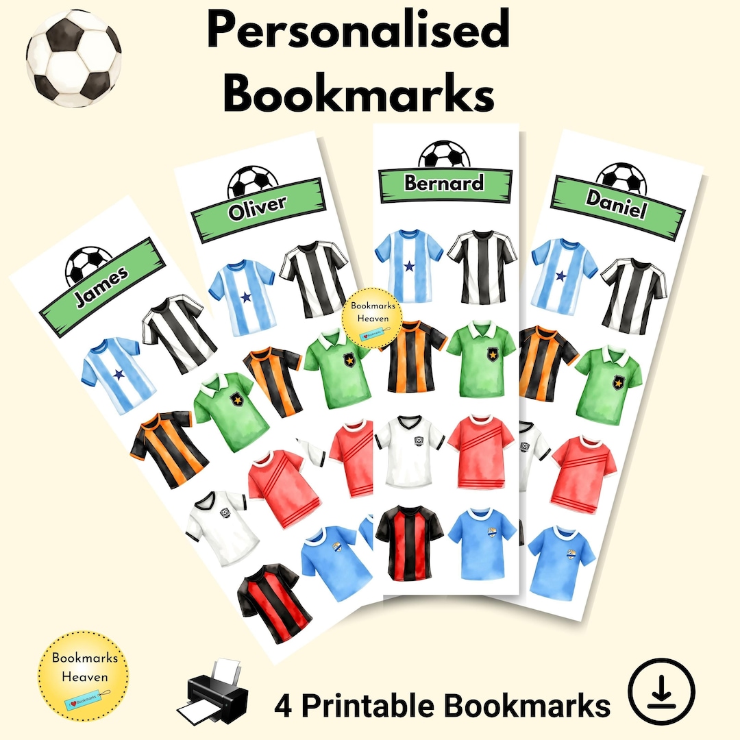 Soccer Team Gift Bookmarks, Soccer Personalized Bookmarks, Soccer ...