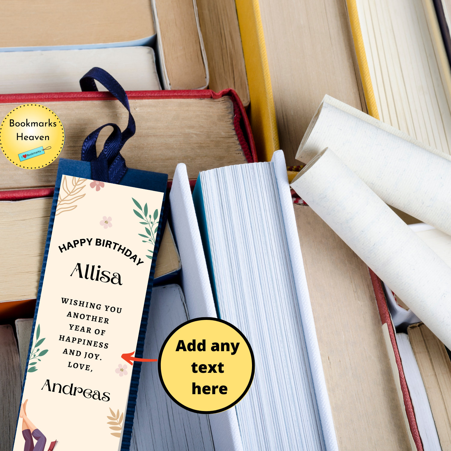 Custom Happy Birthday Bookmark, Personalized Bookmark Name, 21st ...