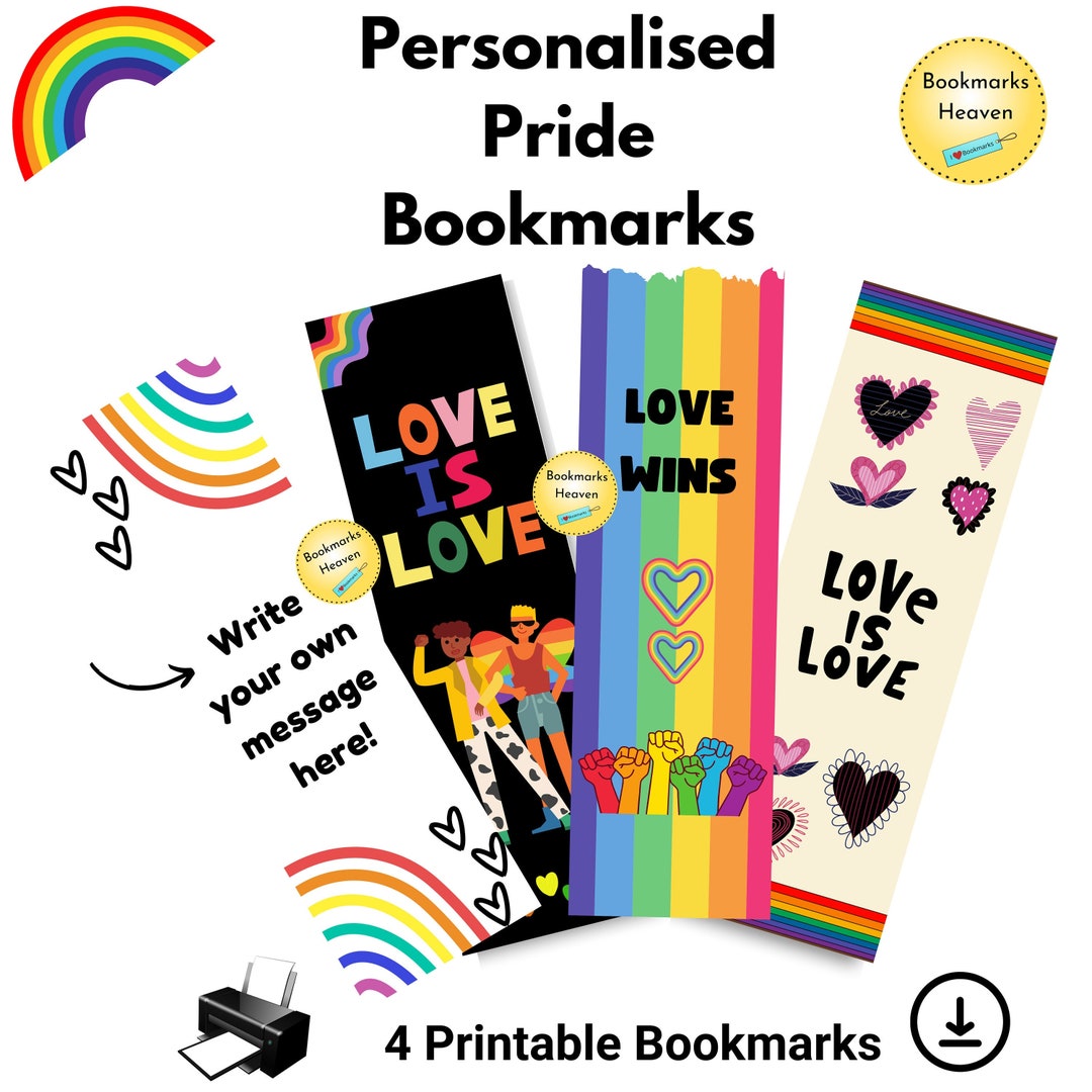 Pride Bookmarks Printable, Love is Love Bookmark, Pride Gifts Printable ...