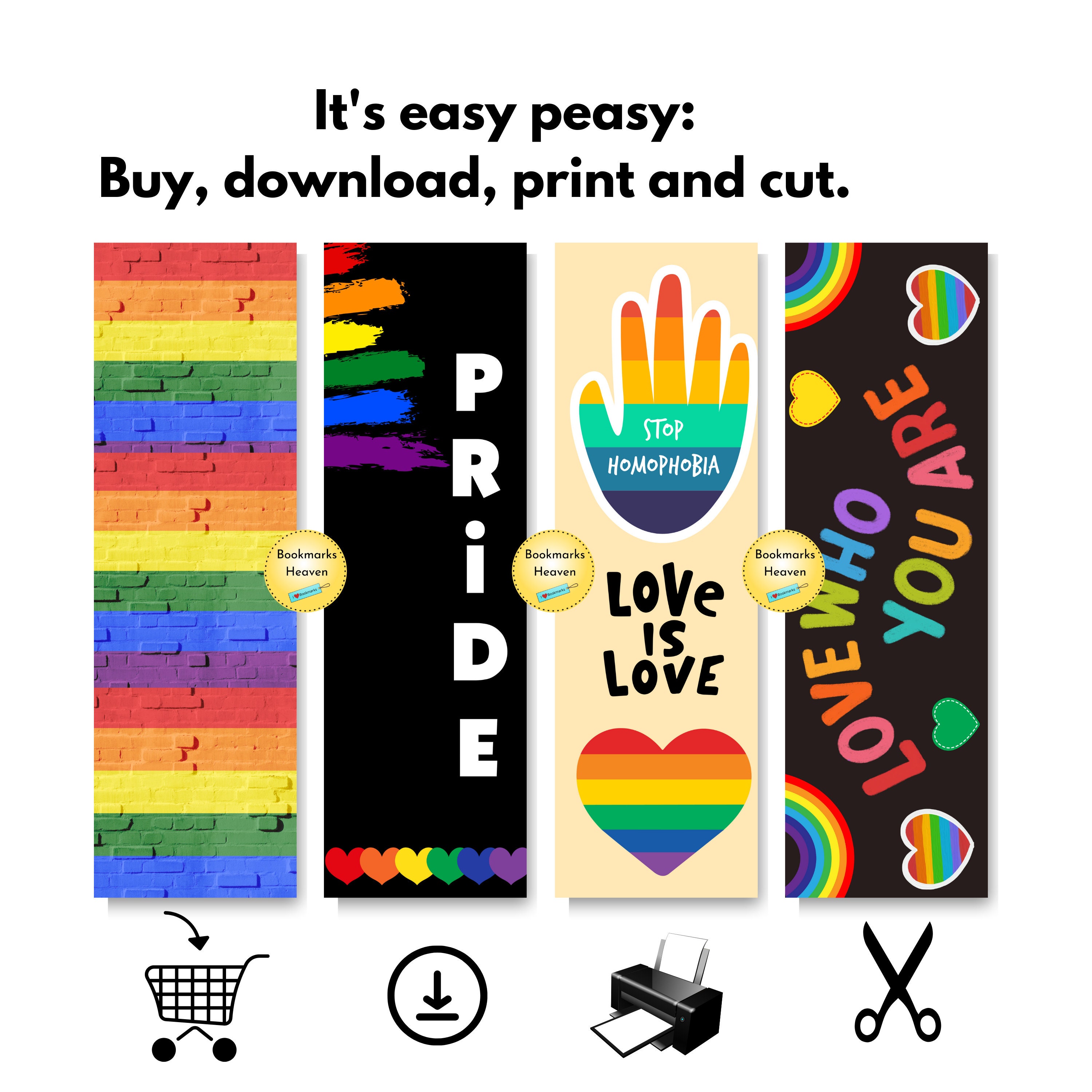 Pride Bookmark Printable, LGBTQ Bookmark Digital, Bookish Bookmarks ...