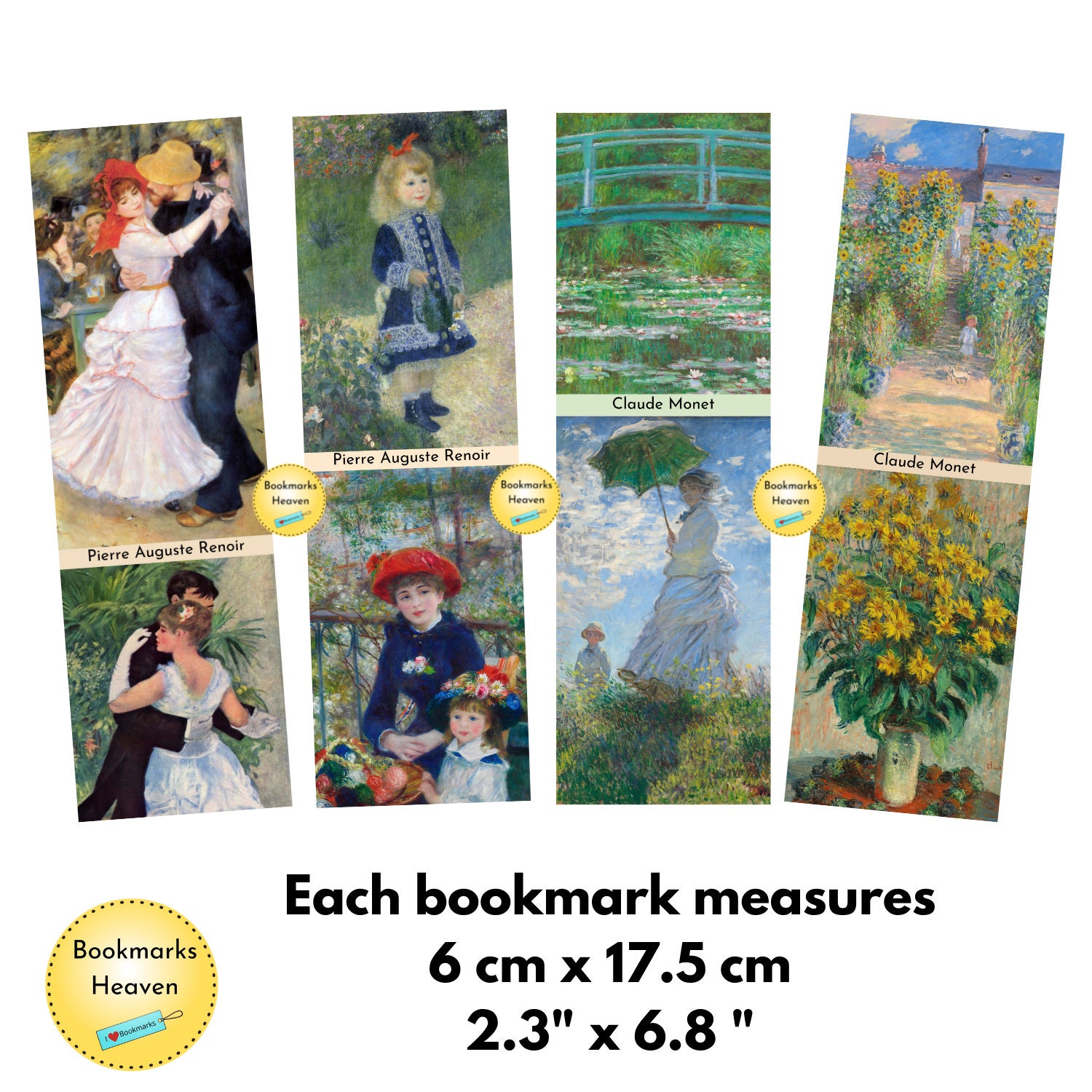 Famous Artists Bookmarks Printable Fine Art Bookmarks Digital - Etsy