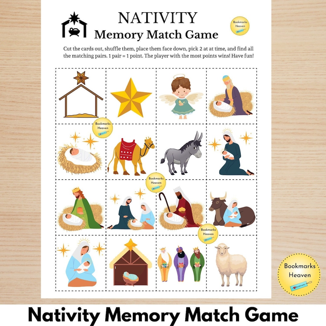 Nativity Match Game, Christmas Games for Kids, Nativity Memory Match ...