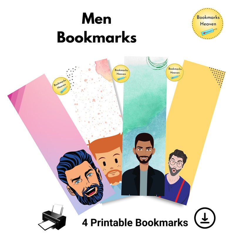 Printable Bookmarks Template, Printable Bookmarks Set of 4, Bookish ...
