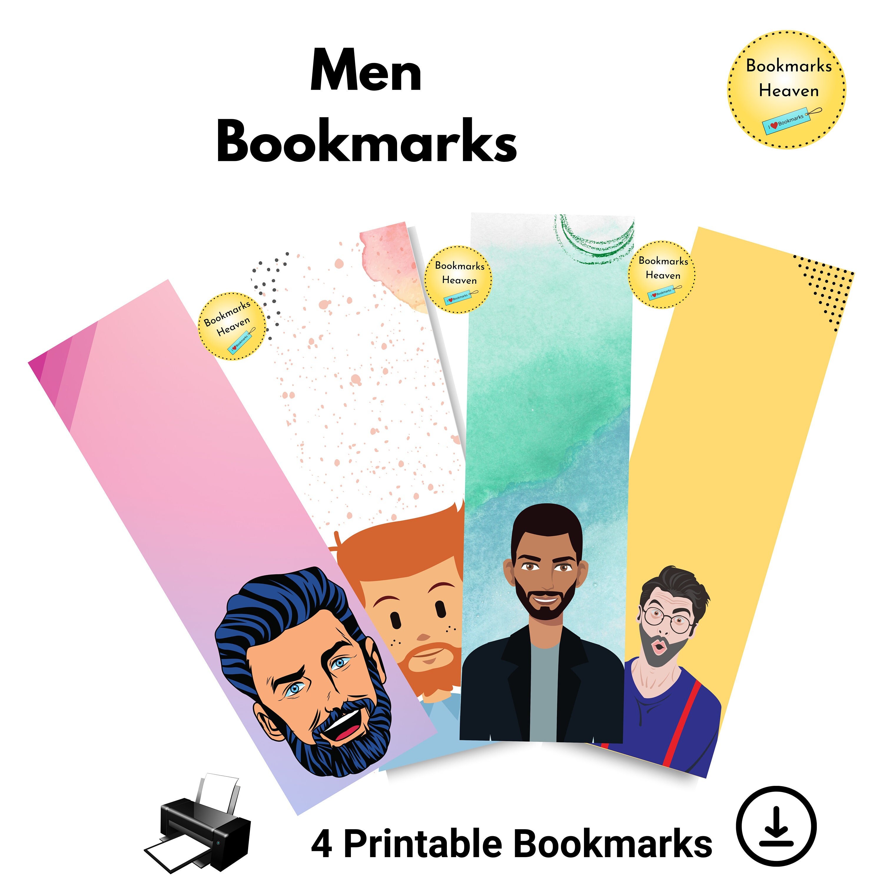 Printable Bookmarks Template, Printable Bookmarks Set of 4, Bookish ...