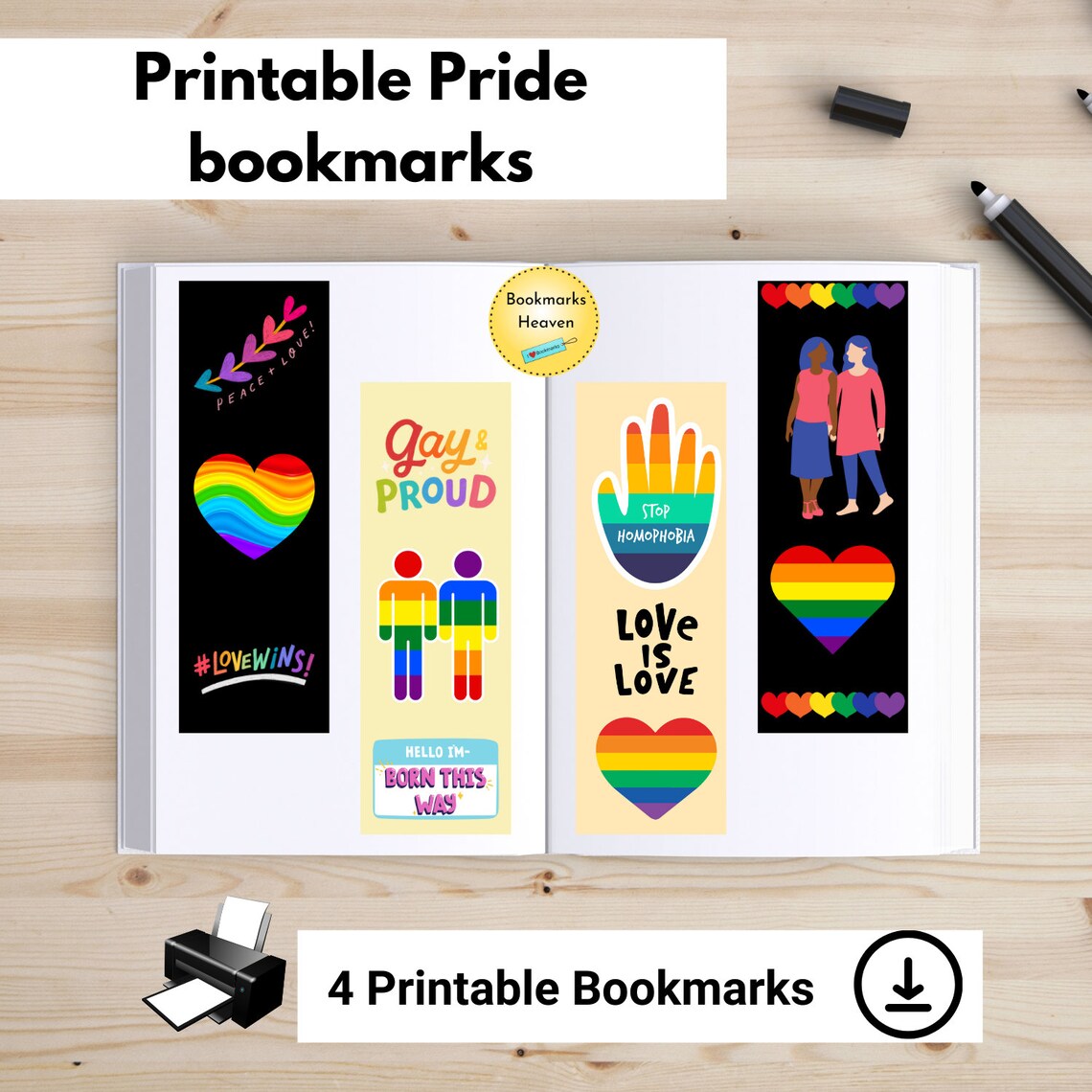 Pride for All Pride Bookmark, Printable Pride Bookmarks, LGBTQ ...