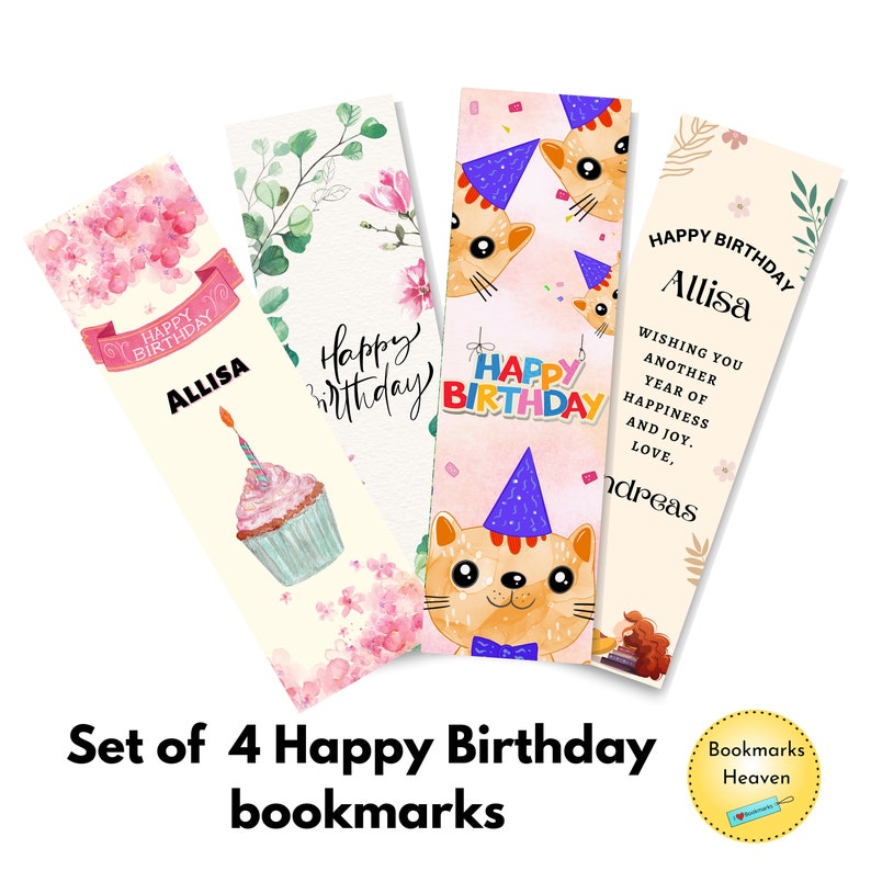 Custom Happy Birthday Bookmark, Personalized Bookmark Name, 21st ...