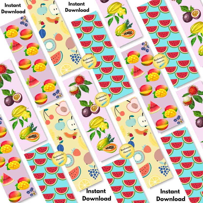 Fruit Bookmarks Printable, Tropical Fruit Digital Download, Watermelon ...