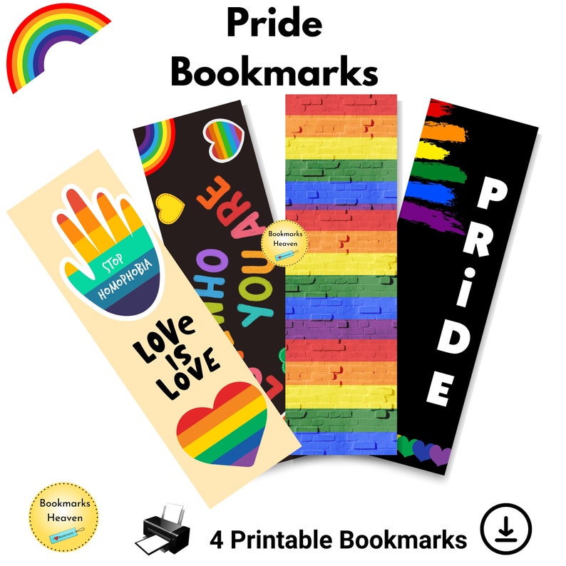 Pride Bookmark Printable, LGBTQ Bookmark Digital, Bookish Bookmarks ...