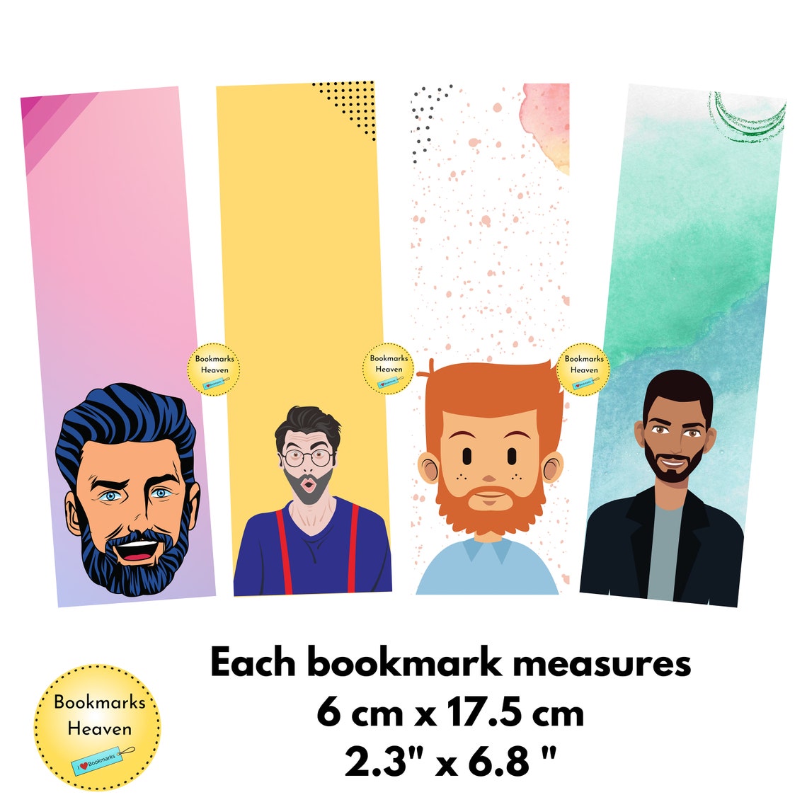 Printable Bookmarks Template, Printable Bookmarks Set of 4, Bookish ...