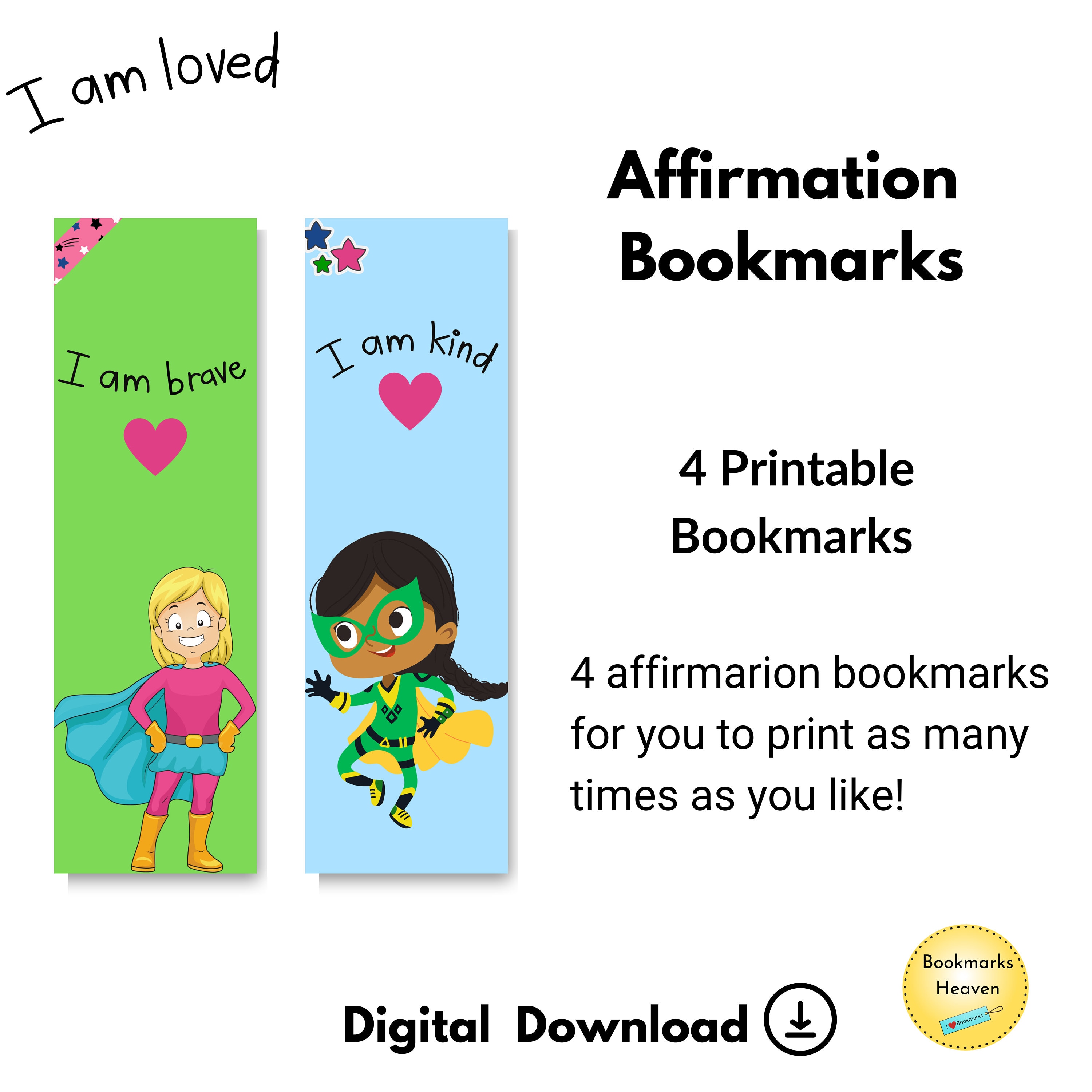 Motivational Bookmarks for Kids, Children's Affirmations Bookmark ...