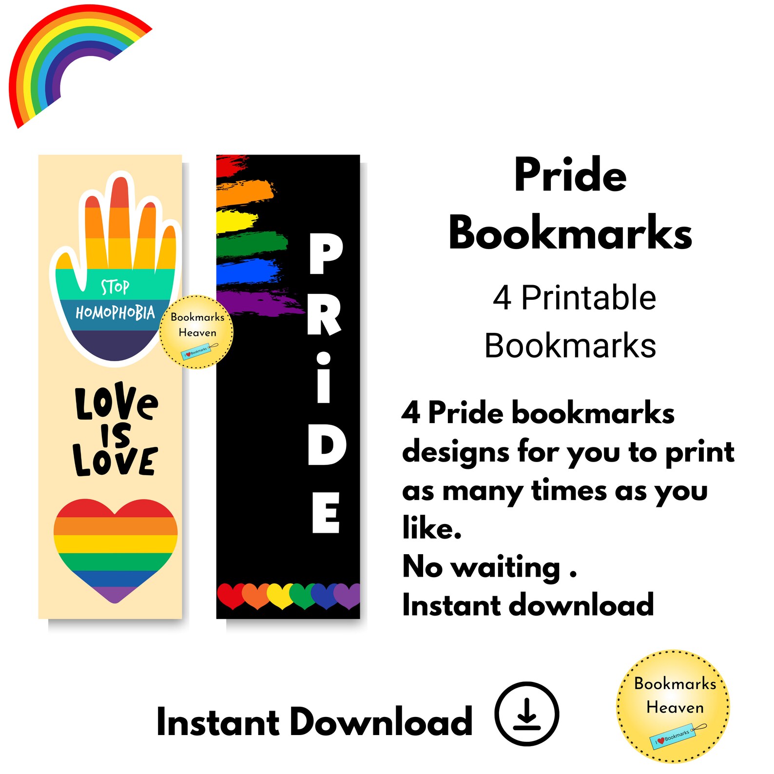 Pride Bookmark Printable LGBTQ Bookmark Digital Bookish - Etsy