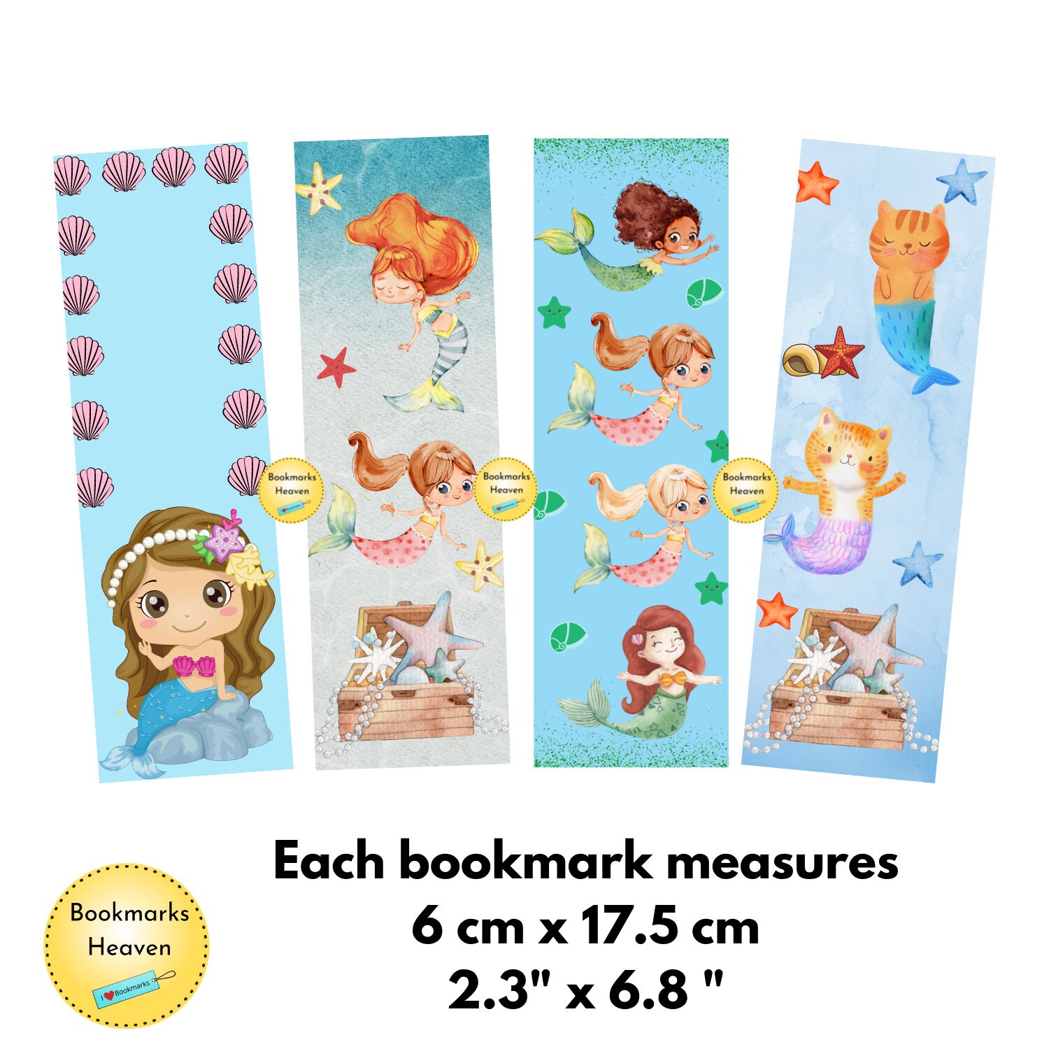 Mermaid Bookmarks Printable, Girls DIY Bookmarks, Bookmarks Digital ...
