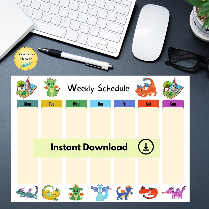 Dragon Weekly Schedule Weekly Schedule Printable Dragon - Etsy