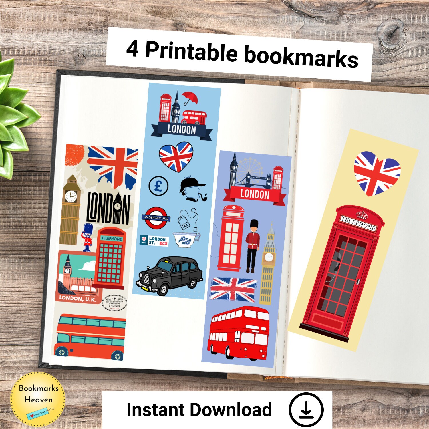 London Bookmarks Printable, London Gifts, Printable London Bookmarks ...