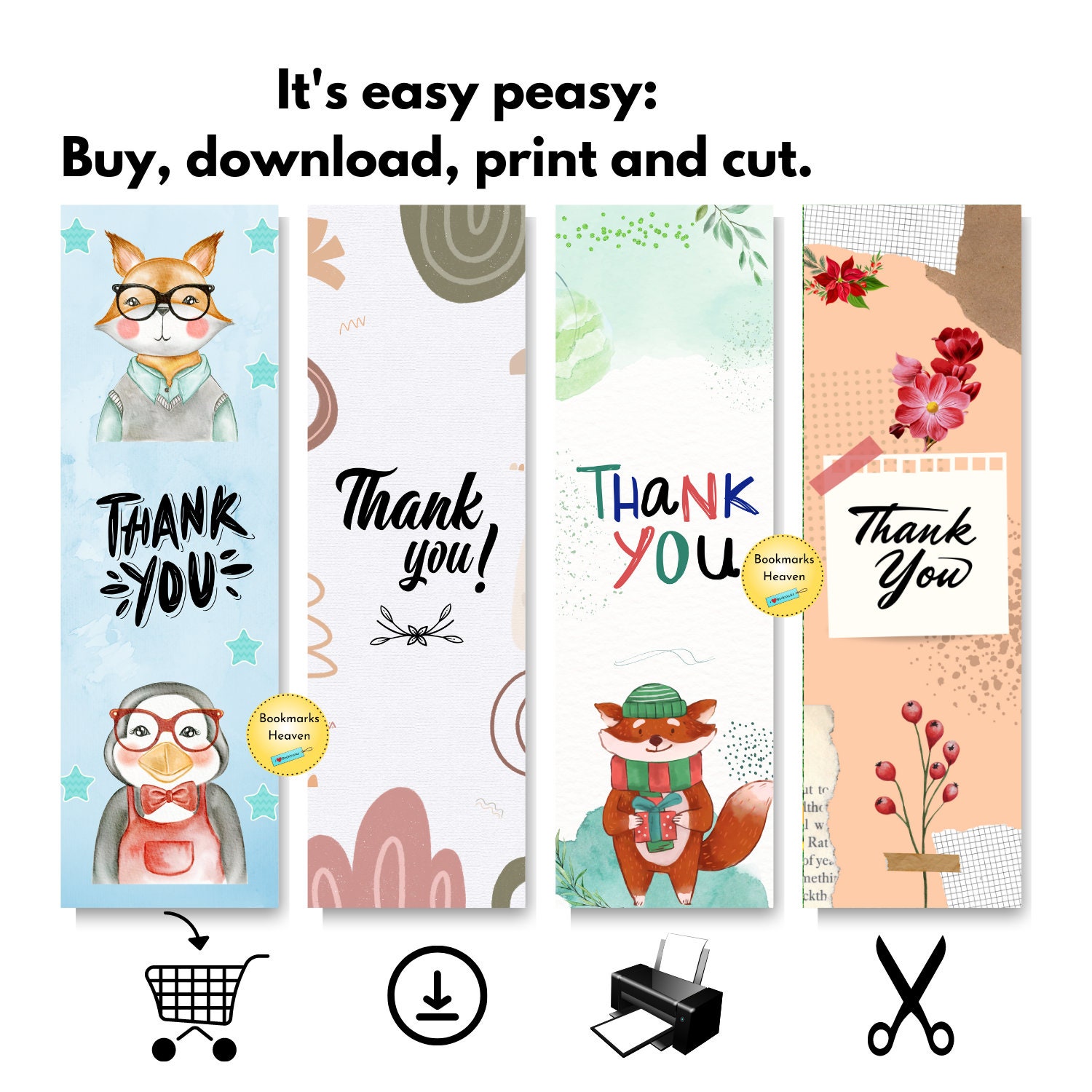 Thank You Bookmark Digital Download, Appreciation Gift Idea, Thank You ...