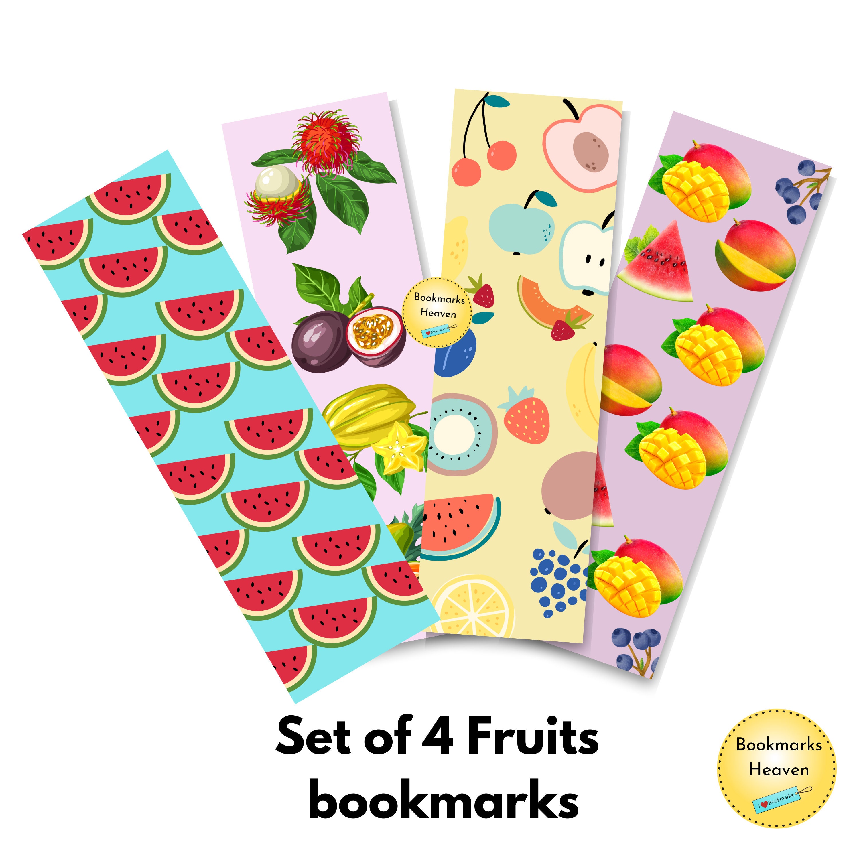Fruit Bookmarks Printable, Tropical Fruit Digital Download, Watermelon ...