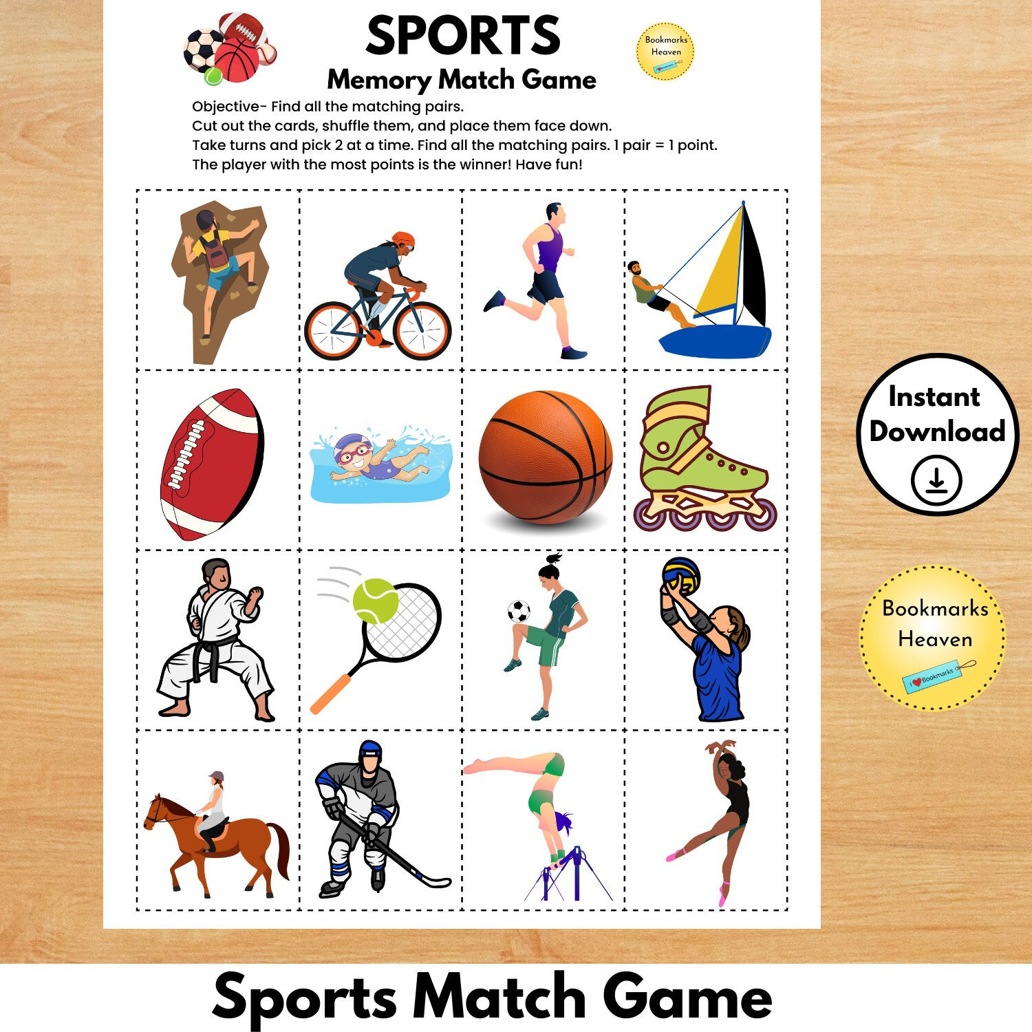 Sports Matching Game Printable Games for Kids Montessori - Etsy