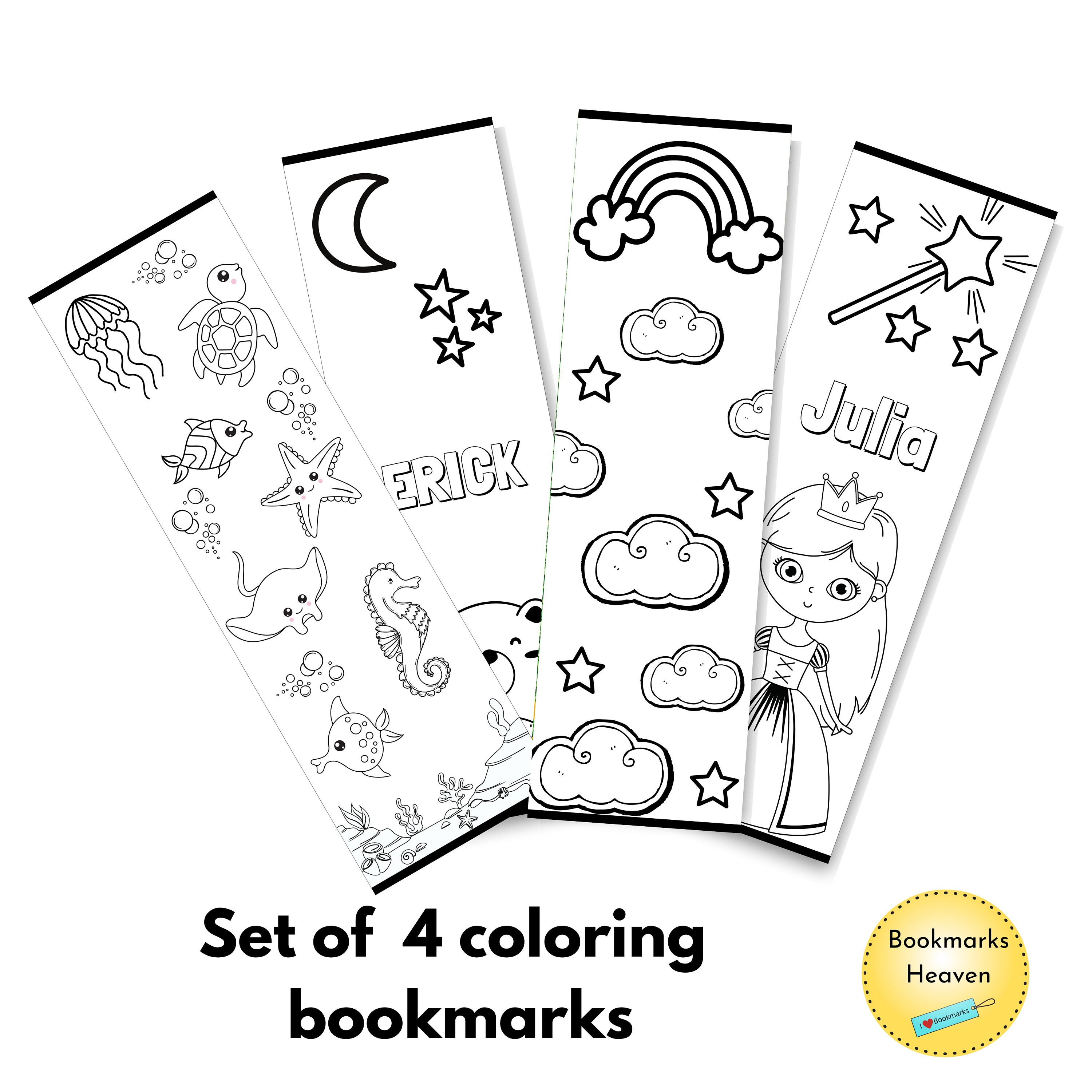 Custom Coloring Bookmarks for Kids Cute Girls Coloring - Etsy