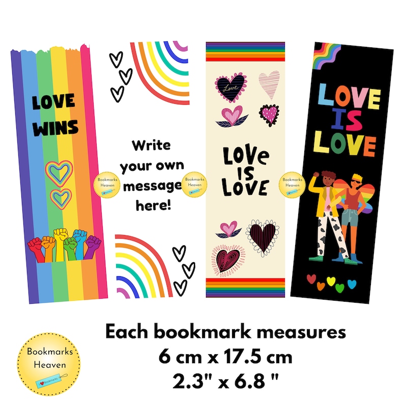 Pride Bookmarks Printable, Love is Love Bookmark, Pride Gifts Printable ...