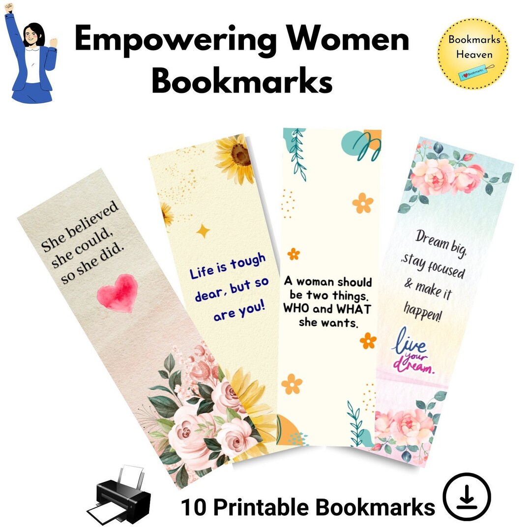 Floral Bookmark Printable, Unique Bookmark for Women, Flower Bookmarks ...