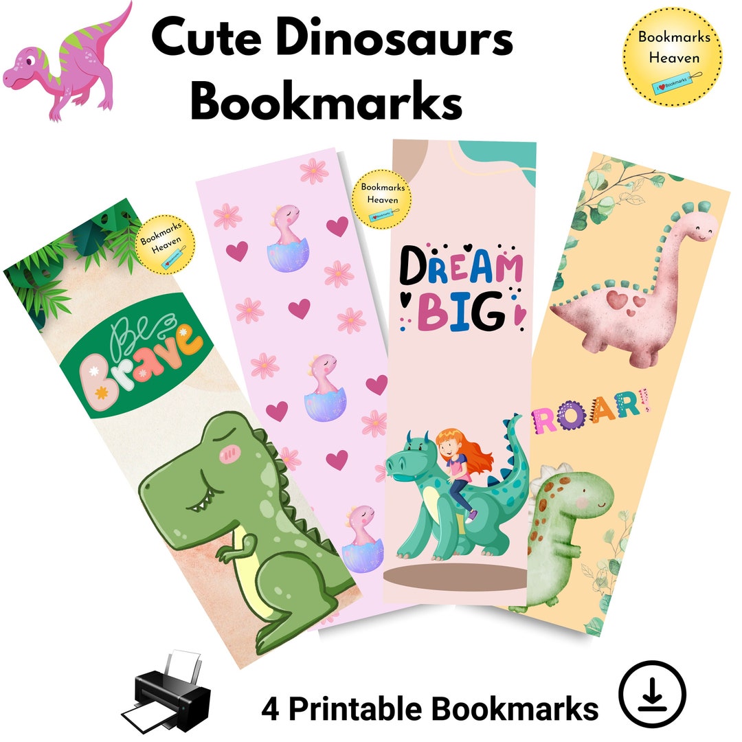 Dinosaur Bookmark Printable, Dinosaur Party Favor for Girls, Pink ...