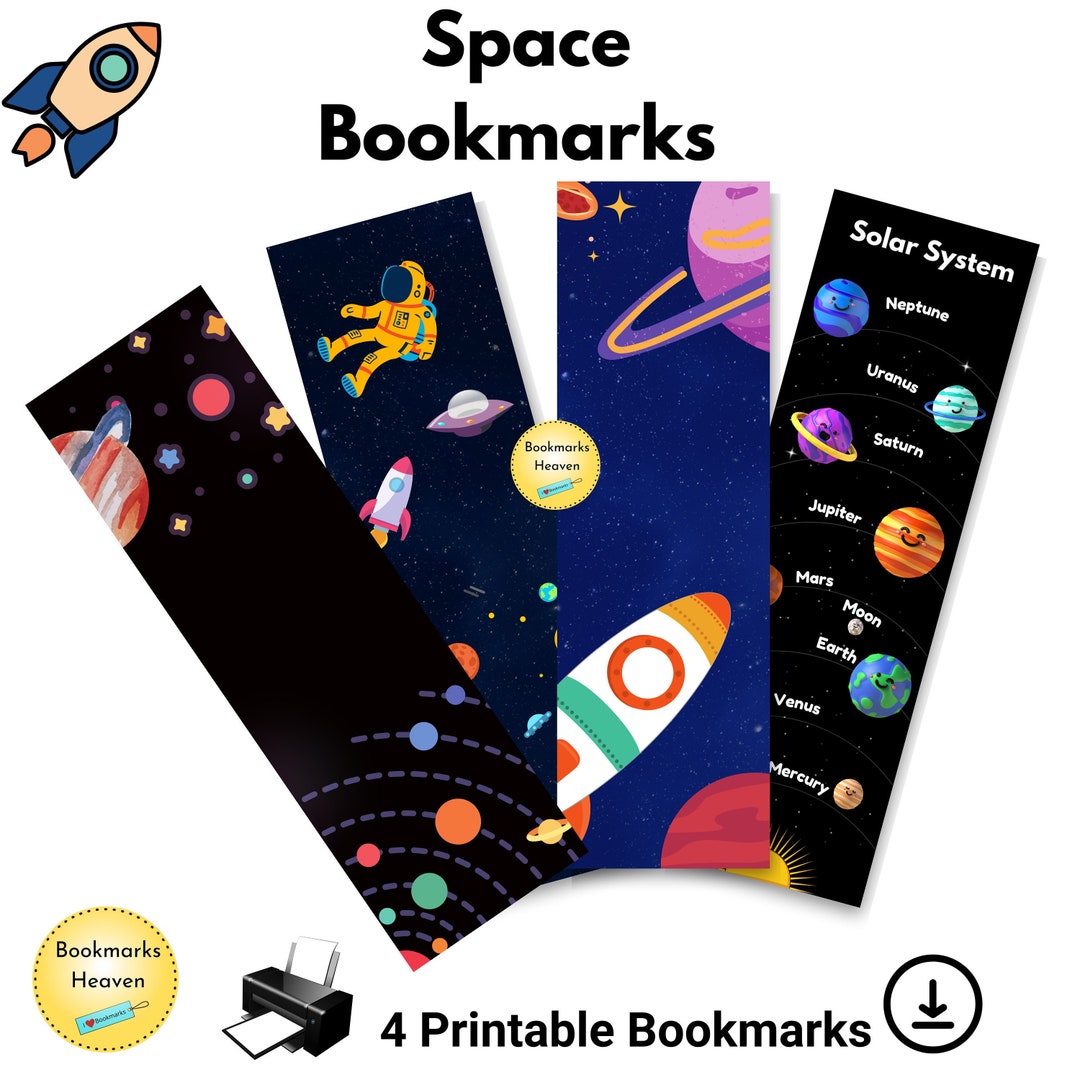 Set of Bookmarks Space Planets Printable Bookmarks Outer - Etsy
