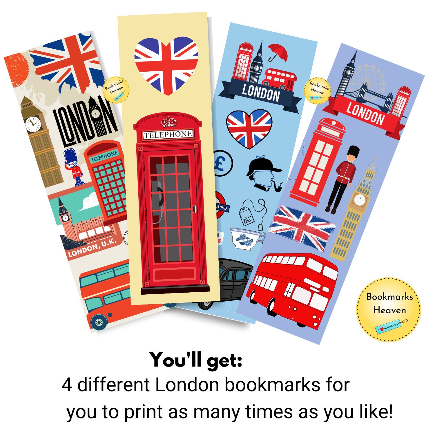 London Bookmarks Printable, London Gifts, Printable London Bookmarks ...