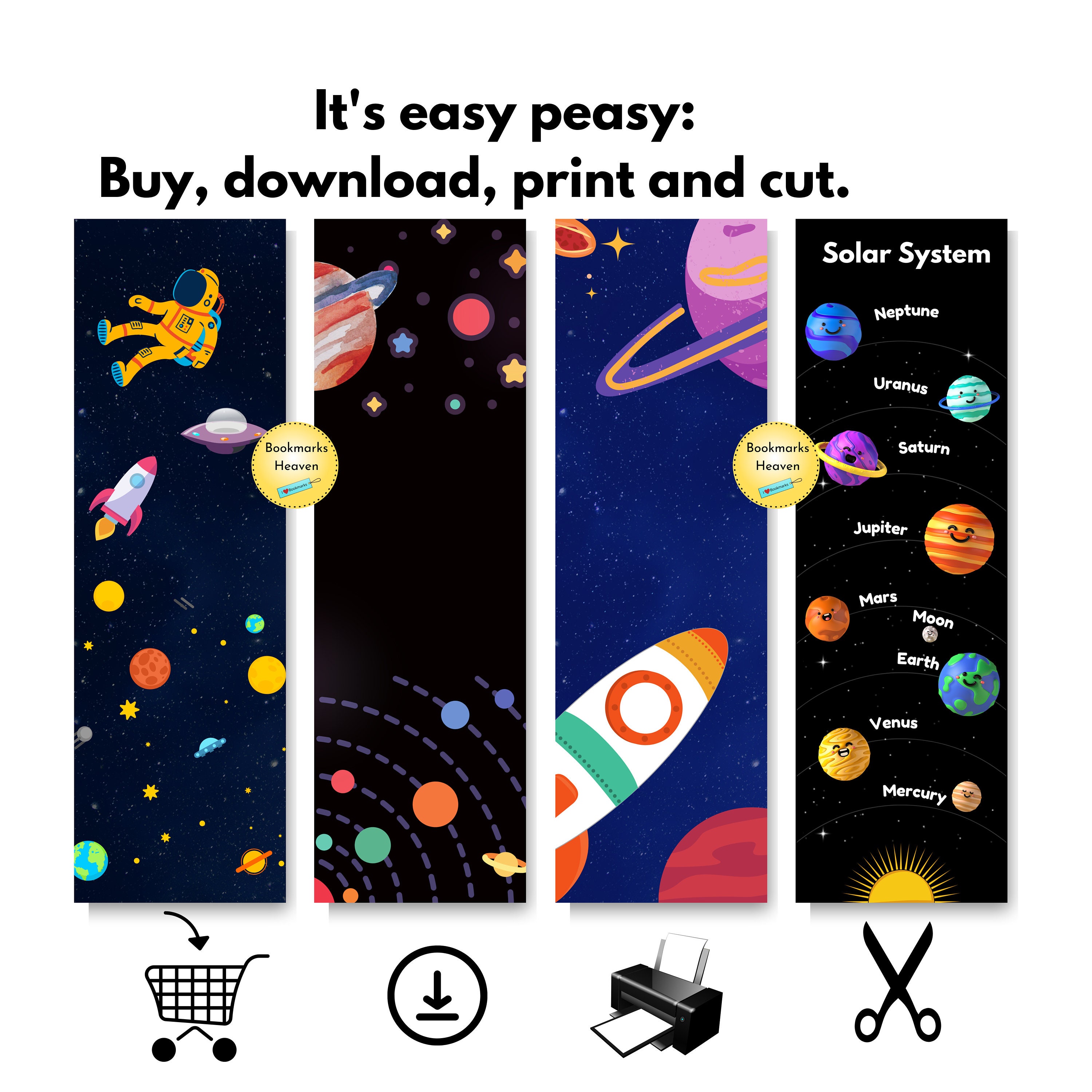 Set of Bookmarks Space, Planets Printable Bookmarks, Outer Space ...