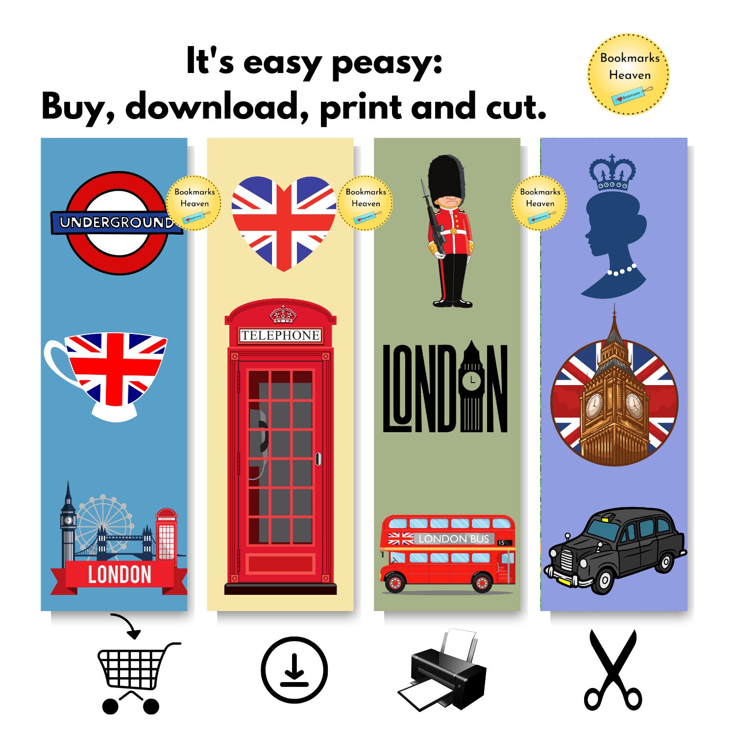London Bookmark Set of 4 Printable, London Gifts, Printable London ...