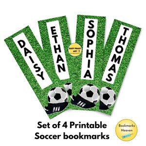 Personalized Soccer Bookmark Printable, Custom Bookmarks Digital ...