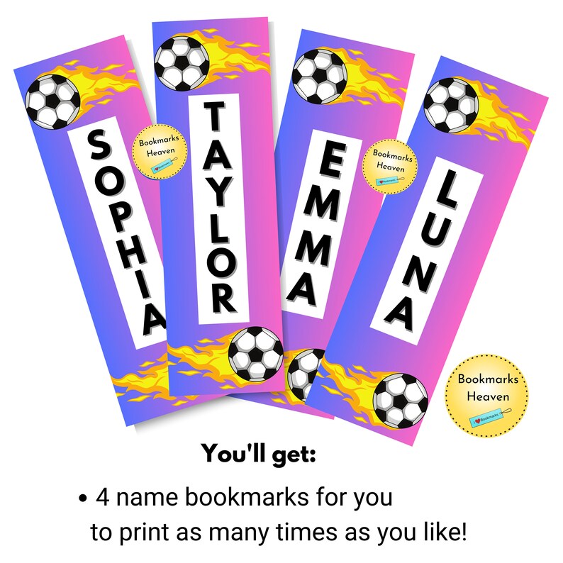 Personalized Soccer Girl Bookmarks, Custom Bookmarks Digital Download ...