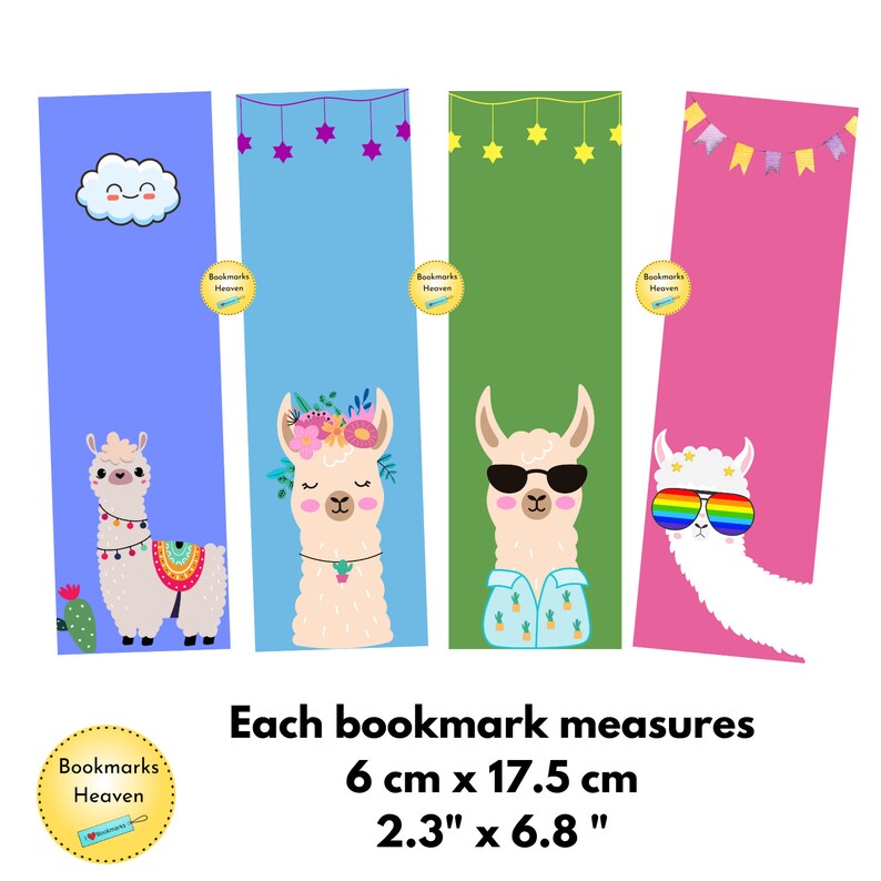 Llama Bookmarks Printable Cute Bookmarks for Women Llama - Etsy