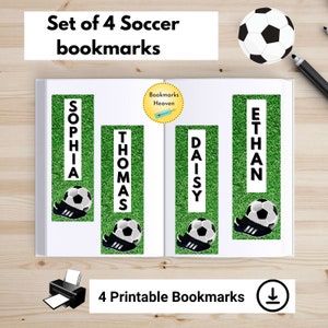 Personalized Soccer Bookmark Printable, Custom Bookmarks Digital ...