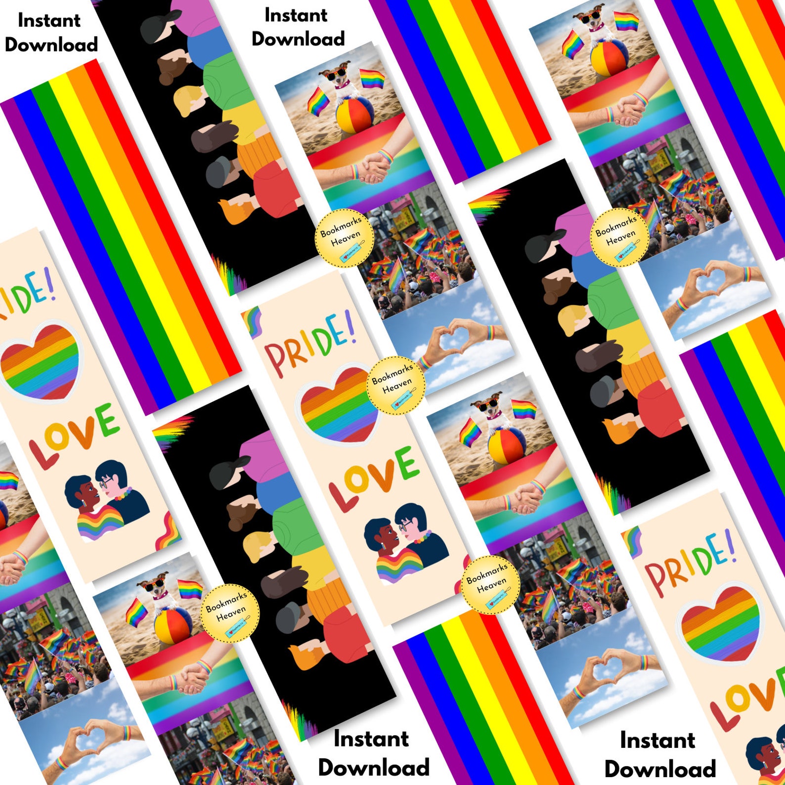 Printable Pride Bookmarks Template, LGBTQ Digital Bookmark Template ...