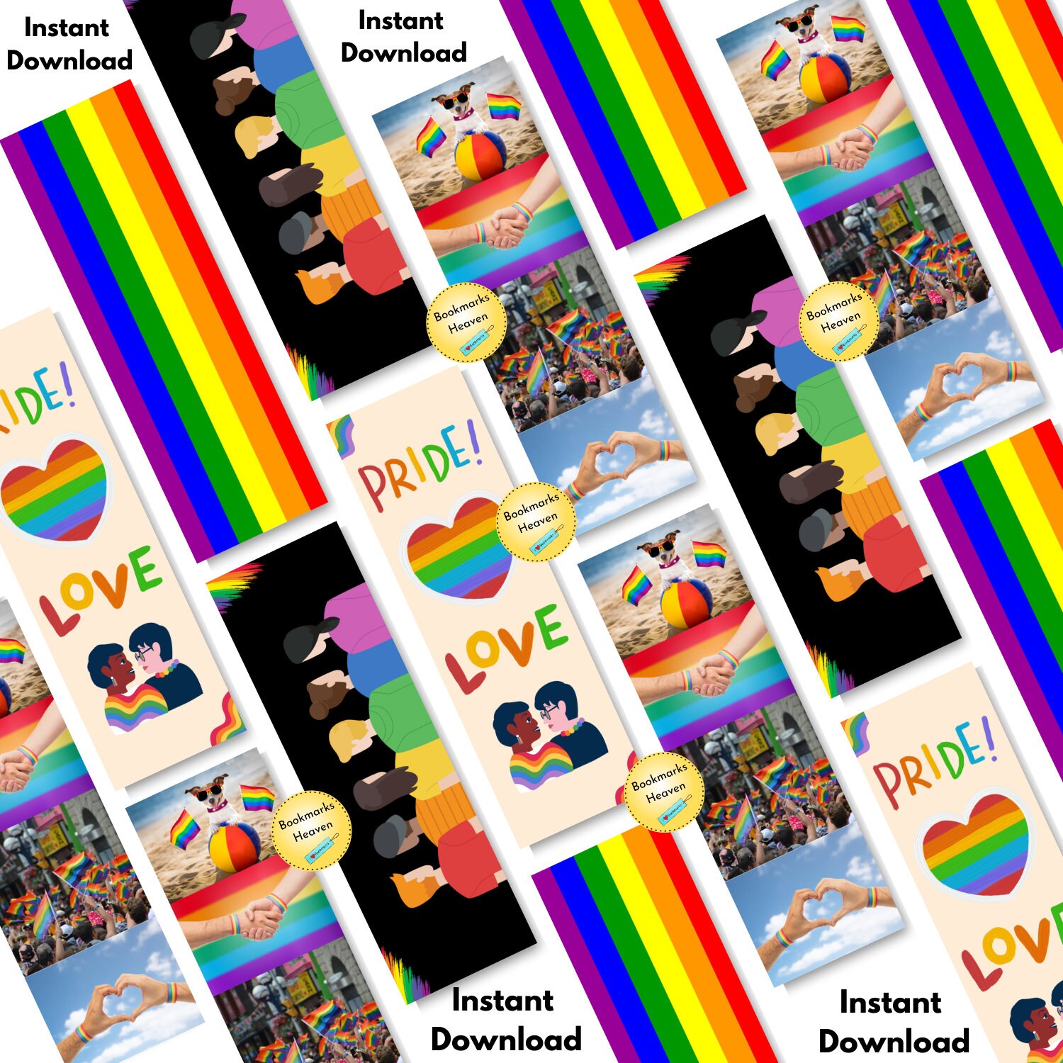 Printable Pride Bookmarks Template, LGBTQ Digital Bookmark Template ...