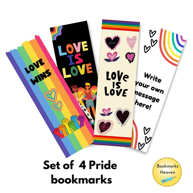 Pride Bookmarks Printable, Love is Love Bookmark, Pride Gifts Printable ...