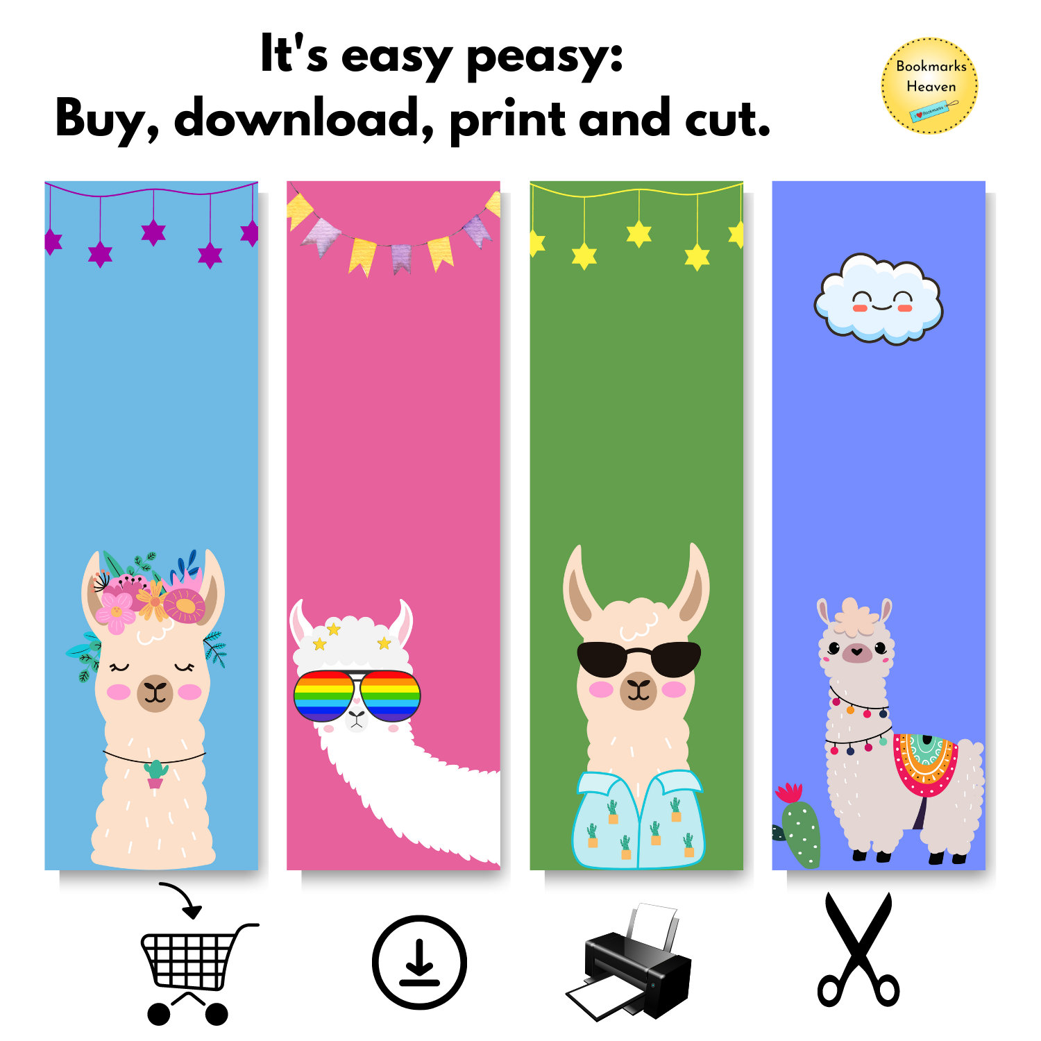 Llama Bookmarks Printable, Cute Bookmarks for Women, Llama Bookmarks ...