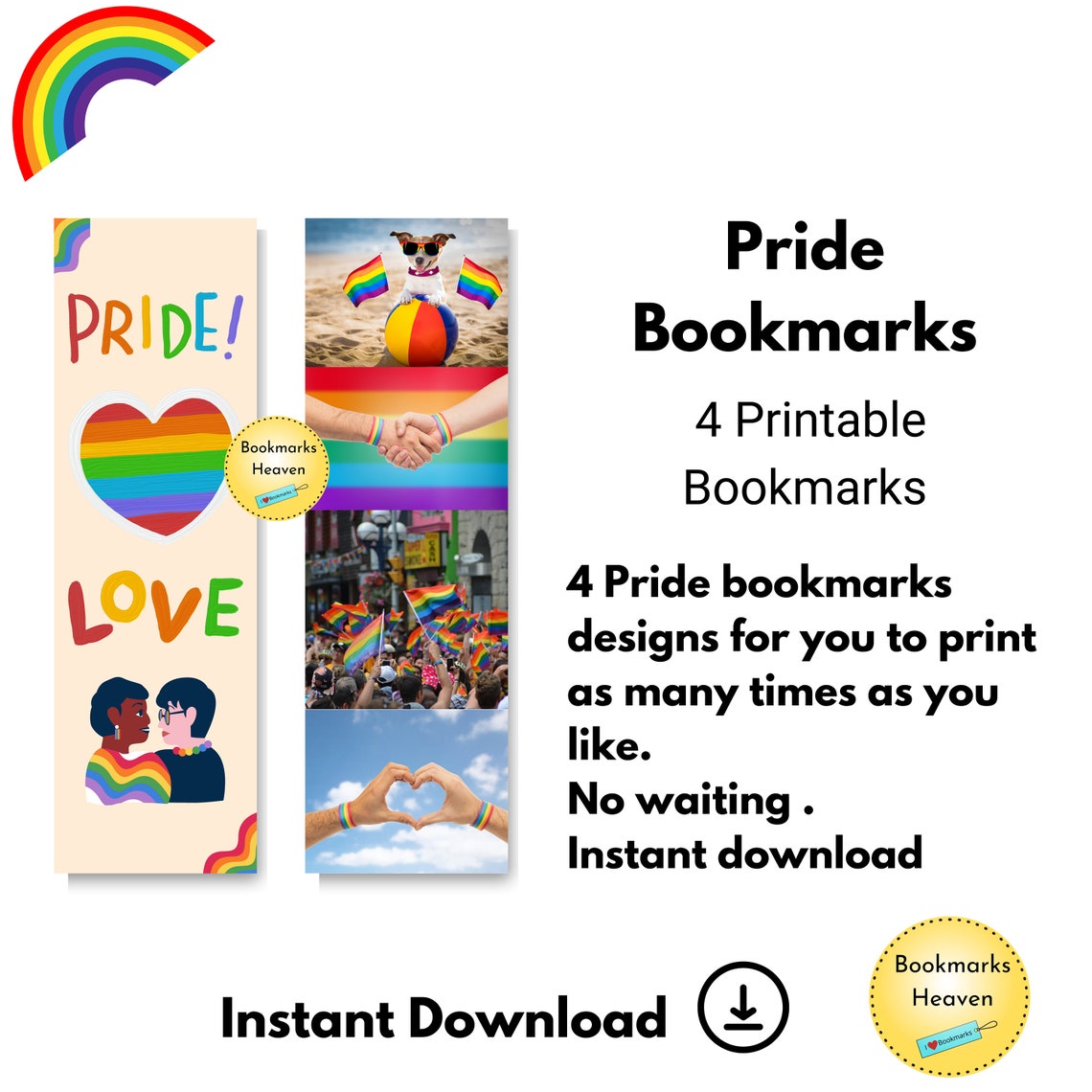 Printable Pride Bookmarks Template, LGBTQ Digital Bookmark Template ...