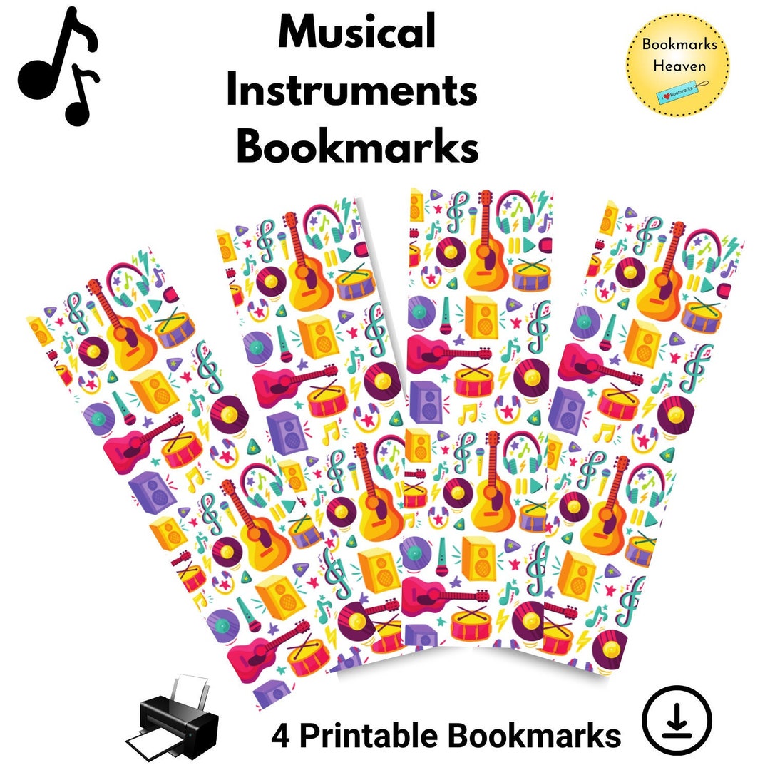 Musical Instruments Bookmarks, Music Bookmarks, Music Party Favor ...