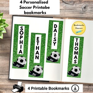 Personalized Soccer Bookmark Printable, Custom Bookmarks Digital ...