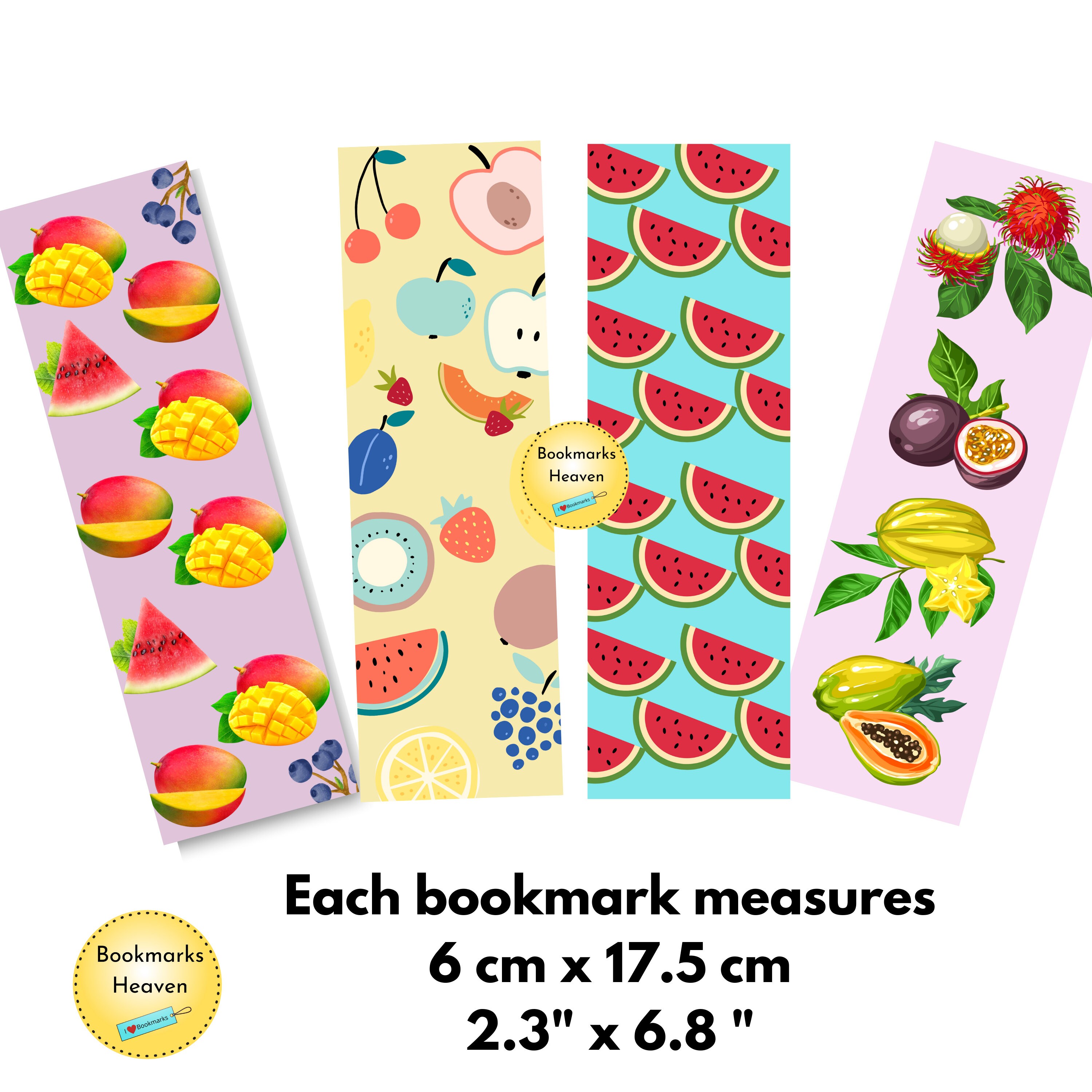 Fruit Bookmarks Printable, Tropical Fruit Digital Download, Watermelon ...