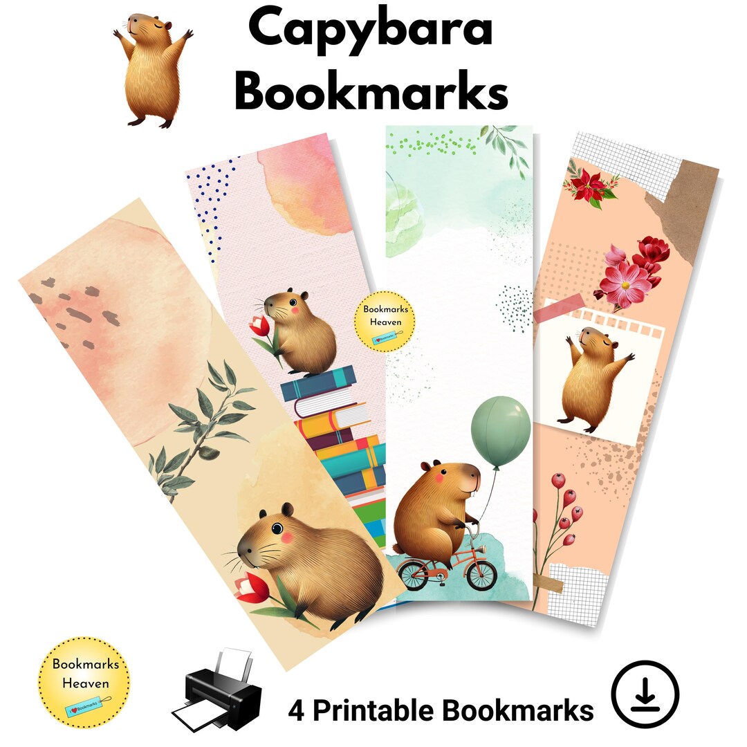 Printable Capybara Bookmarks, Capybara Book Club Gifts, Reading Gifts ...